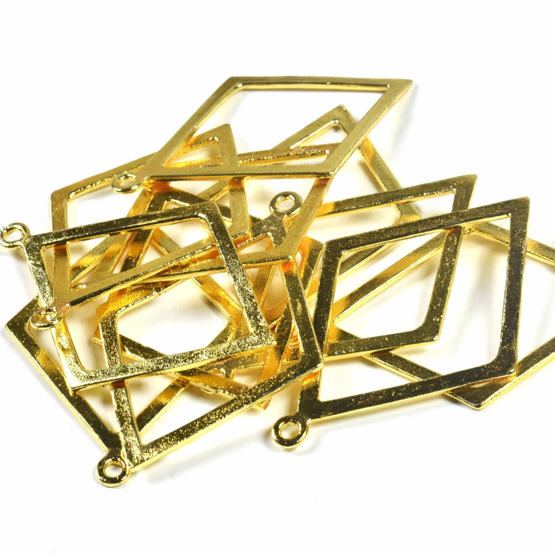 5 Pcs Designer Gold Kite Charm Pendant - 24k Gold Plated - Gold Round ...