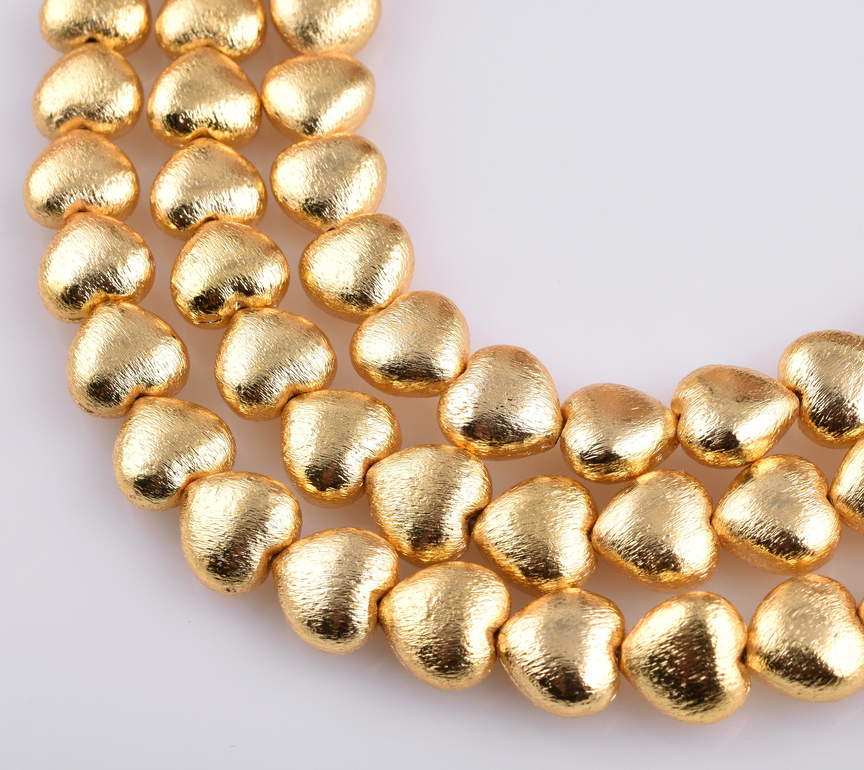 1 Strand 12mm 18pc Gold plated heart beads Large Spacer 24K | Etsy