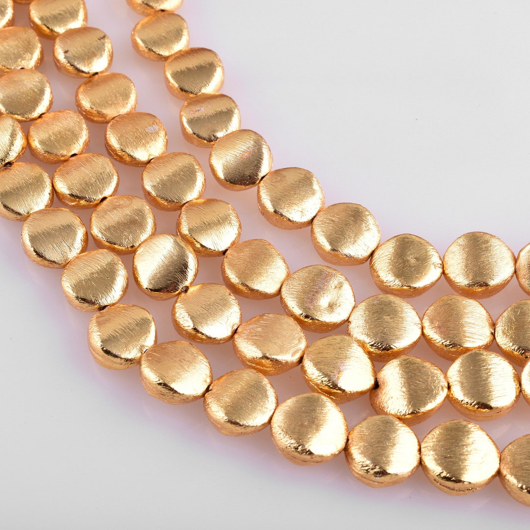 1 Strand 12X12 MM Pec 16 Gold Nugget Beads, Brushed Beads Beads ...