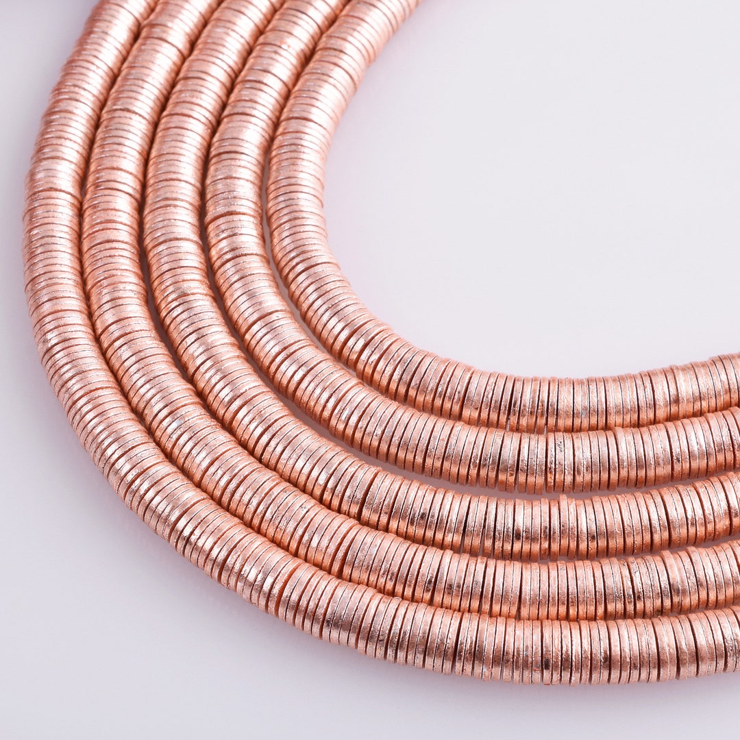 1 Strand 6mm - 285pc Rose Gold Flat Disk Spacer Beads, Brushed Rose ...