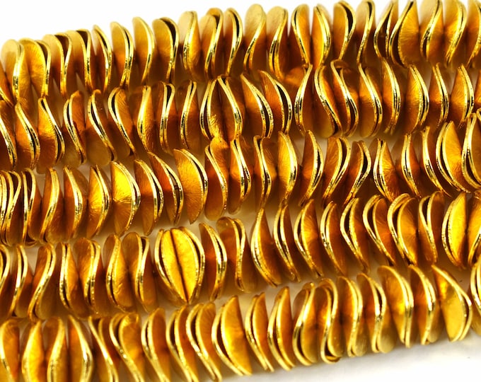 Brushed Gold Copper Wavy Disc, All Sizes 8 Inch Strand - Etsy