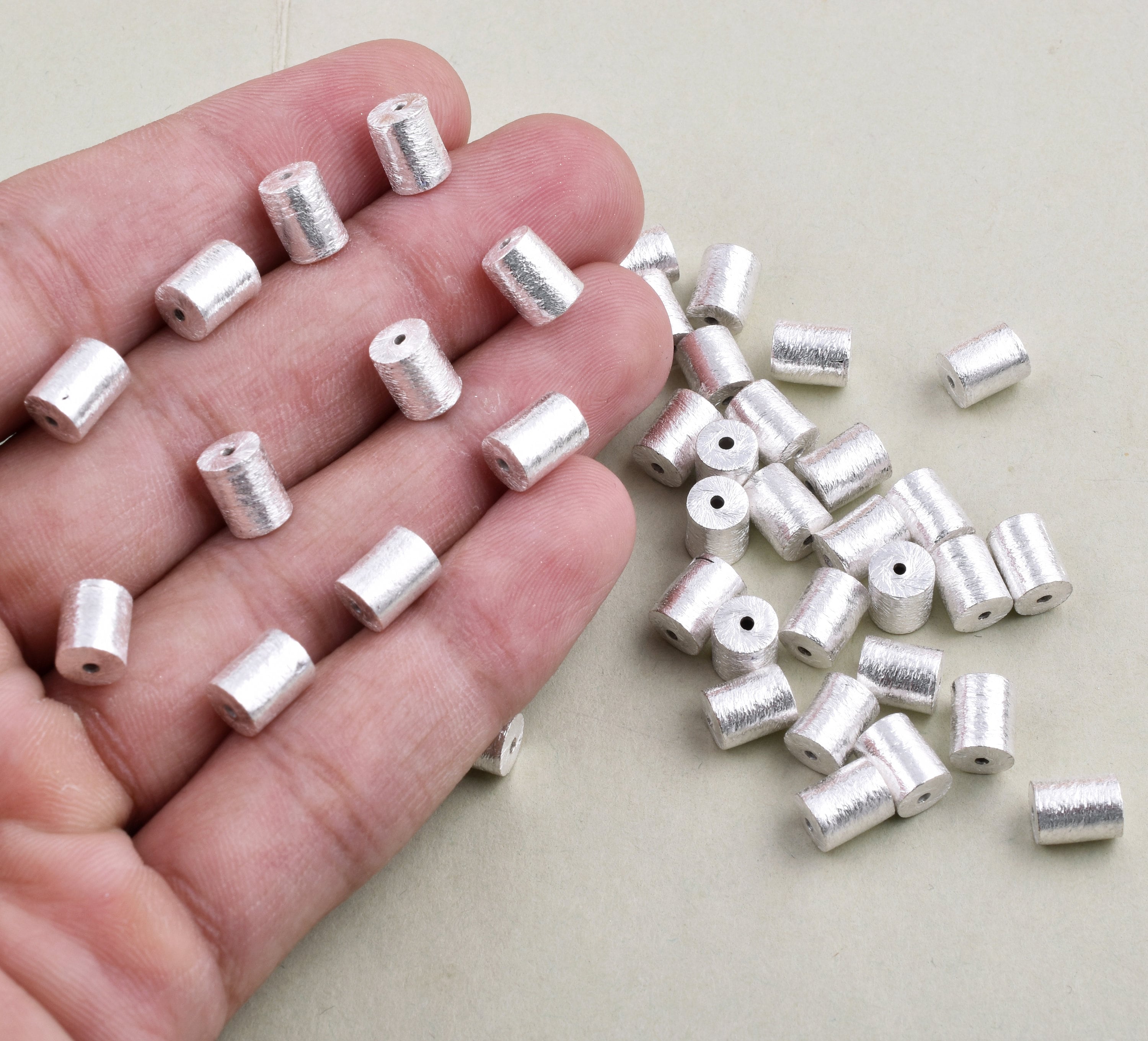 6x6mm 25 Pec Silver Cylinder Beads Barrel Beads Drum Beads | Etsy