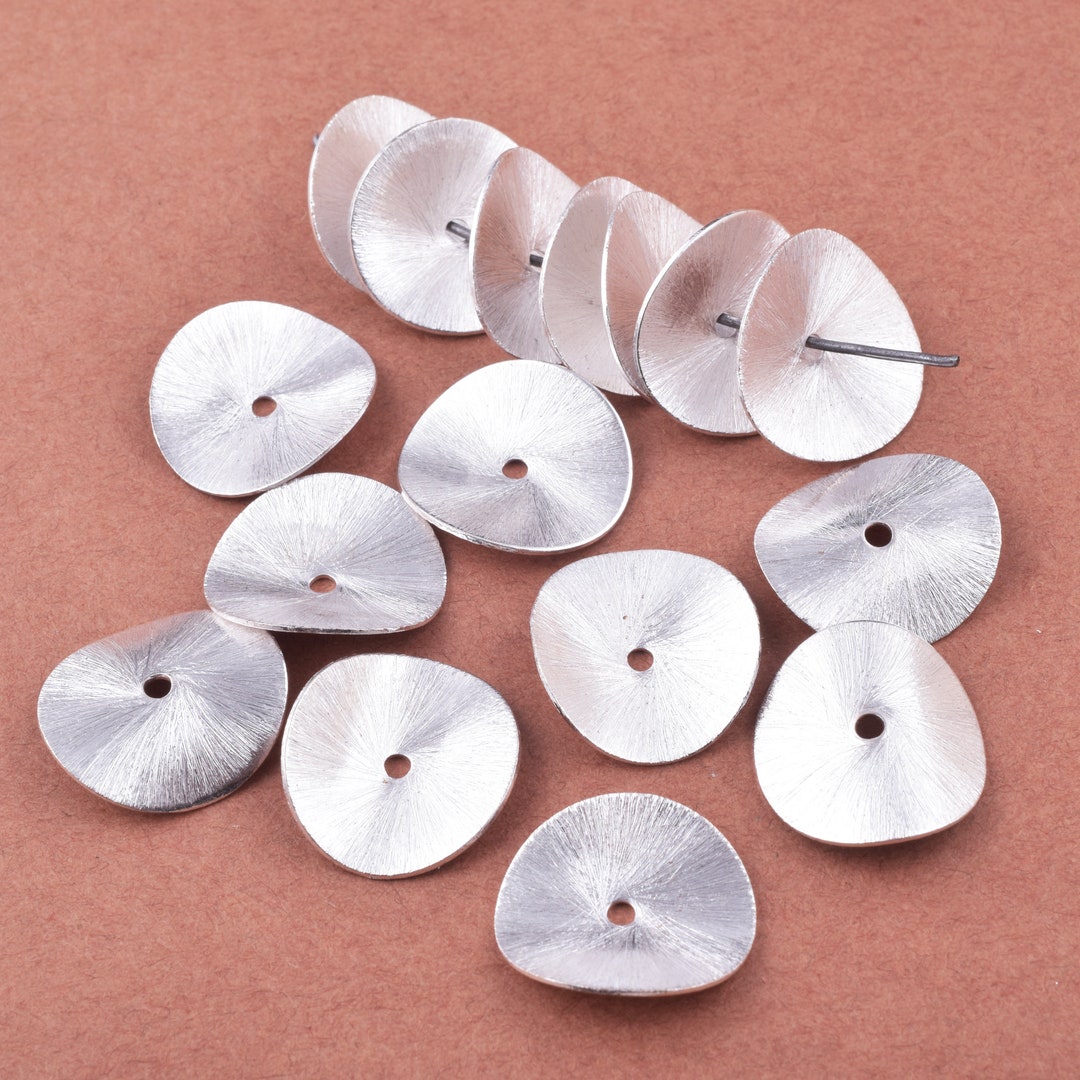 20mm - 25pc Wavy Disc Spacers Silver Plated Brushed Potato Chips Disk ...