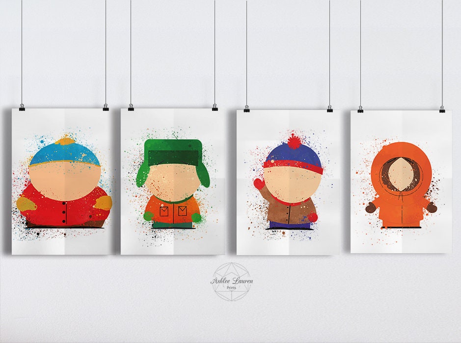 South Park Poster Print 4 Set Watercolour Painting Digital Download ...