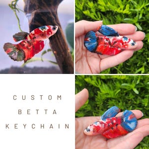 Custom Betta Fish Keychain, Hand-made Polymer Clay Figurine/charm ...