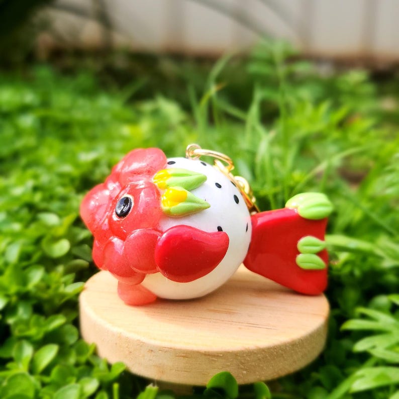 Dragon Fruit X Ranchu Goldfish & Blobfish Inspired Keychain | Handmade ...