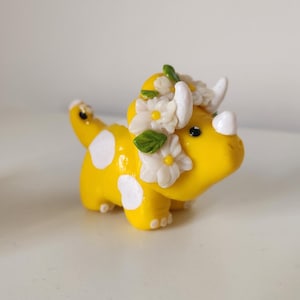 Spring Inspired Yellow Floral Triceratops | Handmade Polymer Clay ...