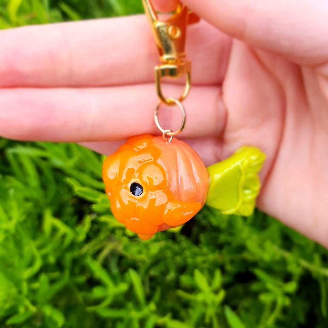 Pumpkin X Ranchu Goldfish & Blobfish Inspired Fish Keychain, Cute ...