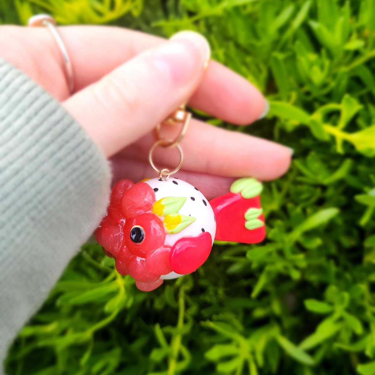 Dragon Fruit X Ranchu Goldfish & Blobfish Inspired Keychain | Handmade ...