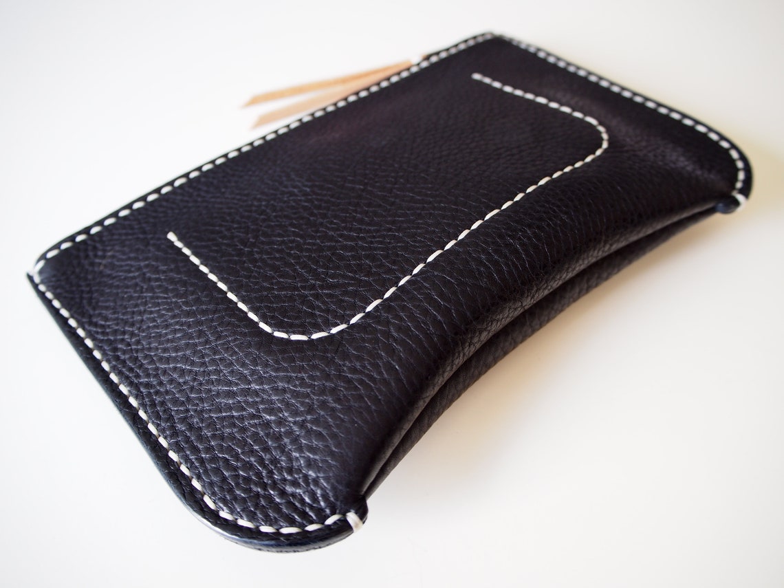 Leather Flat Zipper Pouch Leather Zip Pouch Leather Zip Bag | Etsy