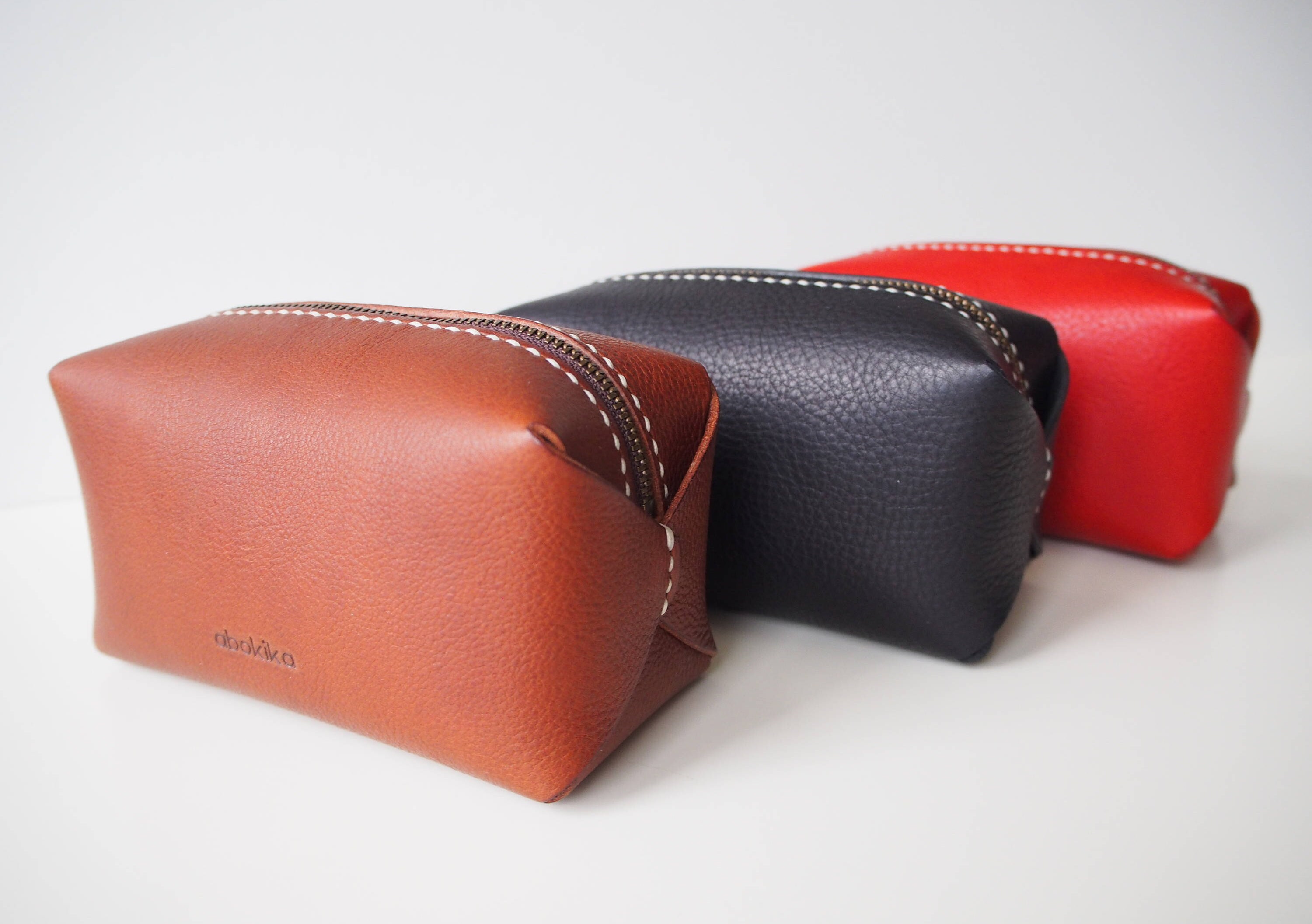 Leather Zipper Pouch Leather Zipper bag Leather Cosmetic | Etsy