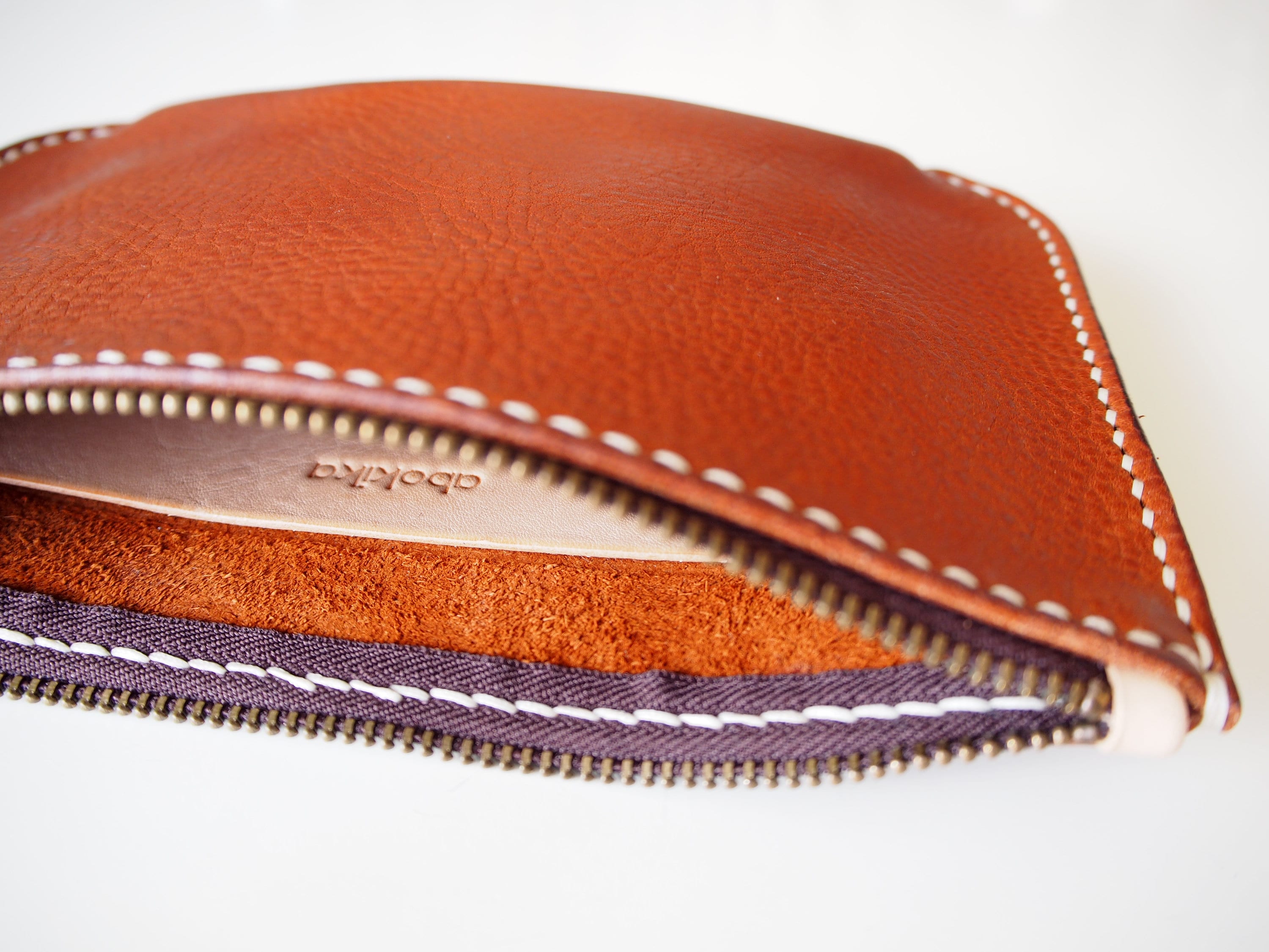 Leather Flat Zipper Pouch Leather Zip Pouch Leather Zip Bag | Etsy