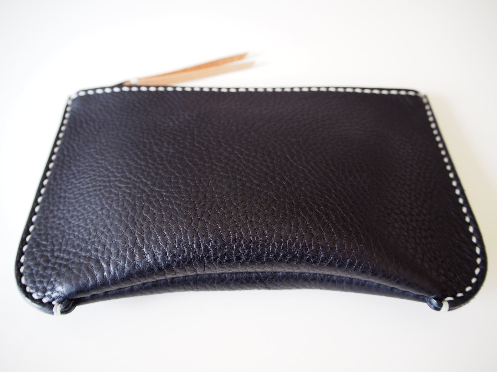 Leather Flat Zipper Pouch Leather Zip Pouch Leather Zip Bag | Etsy