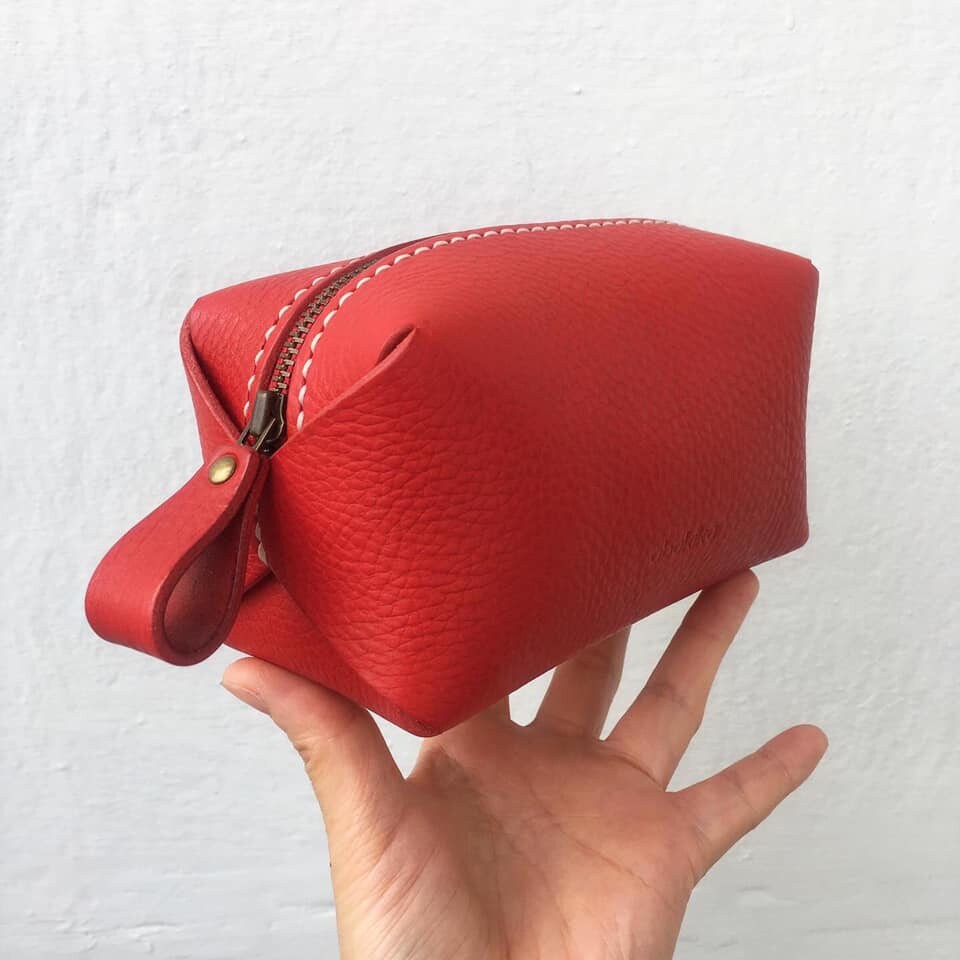 Leather Zipper Pouch Leather Zipper Bag Leather Cosmetic | Etsy