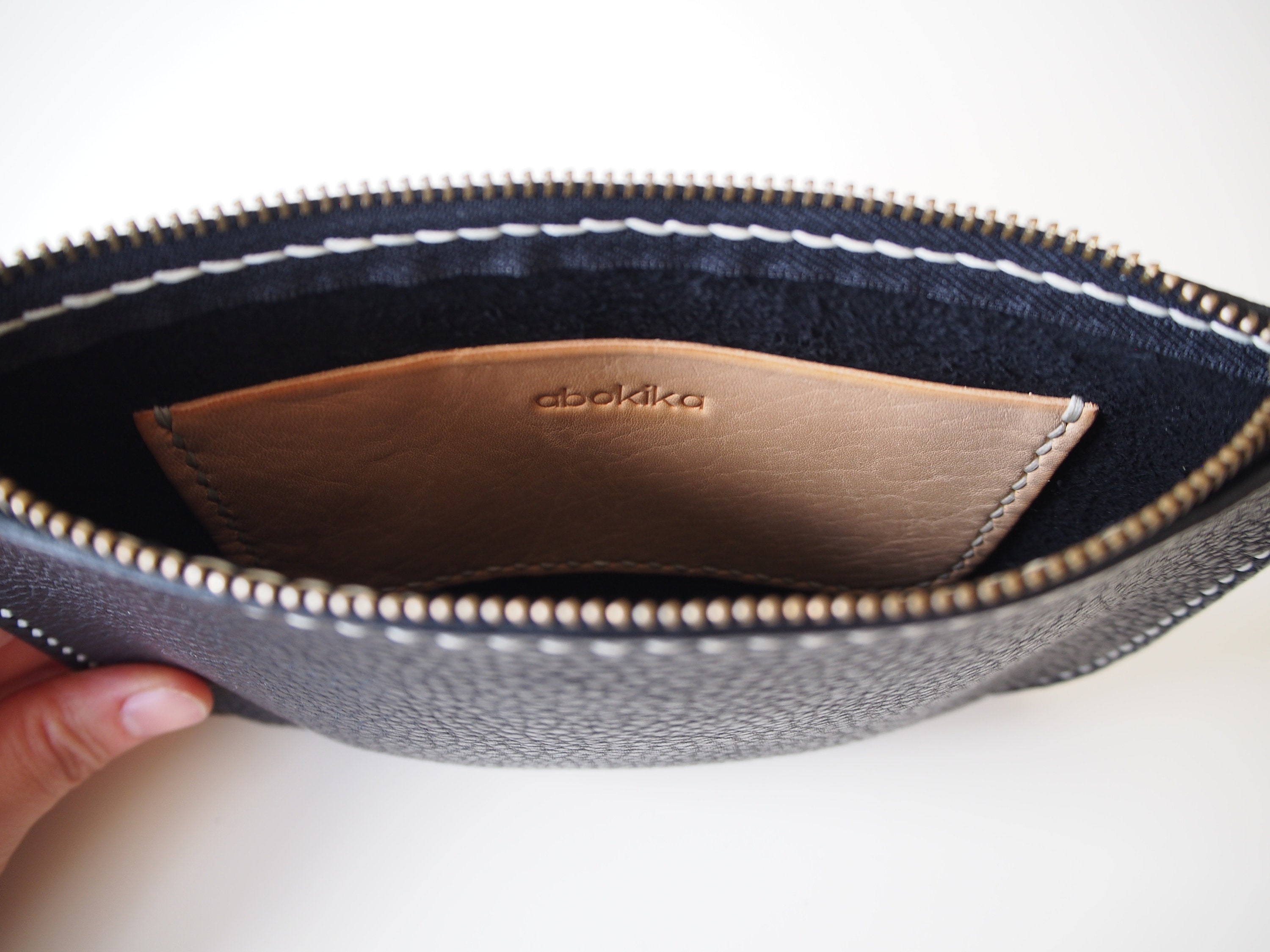 Leather Flat Zipper Pouch Leather Zip Pouch Leather Zip Bag - Etsy