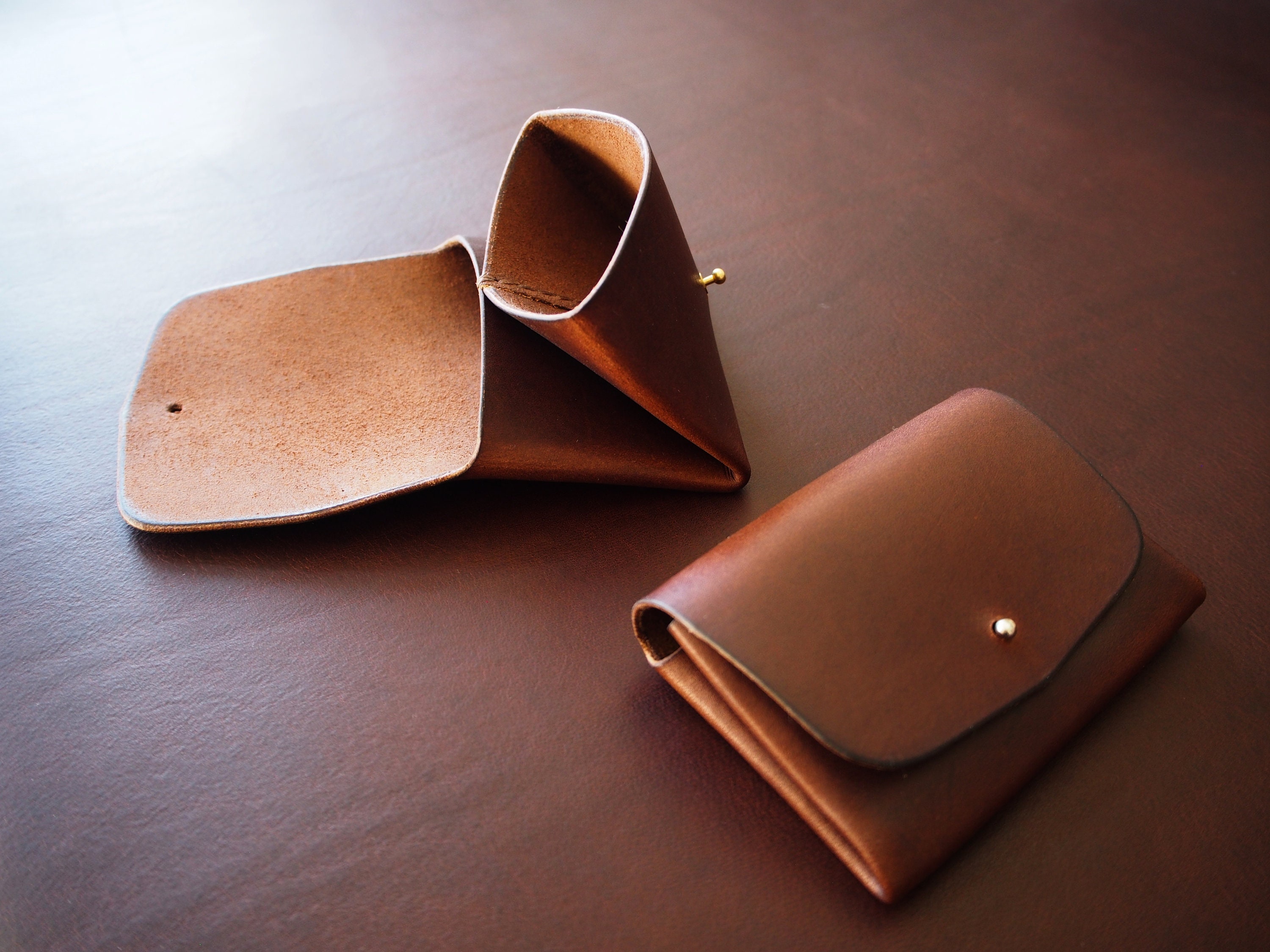 Brown Smooth Leather Origami Wallet, Leather Wallet, Leather Coin Purse ...