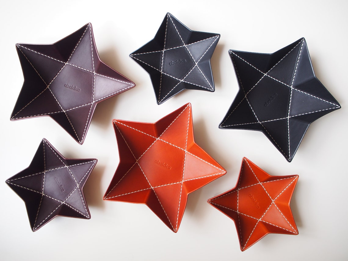 Small Leather Origami Star Tray Leather Tidy Star Tray - Etsy