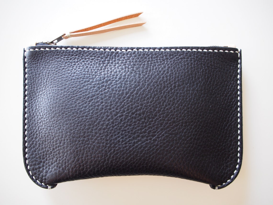 Leather Flat Zipper Pouch Leather Zip Pouch Leather Zip Bag - Etsy