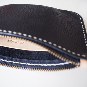 Leather Flat Zipper Pouch, Leather Zip Pouch, Leather Zip Bag, Leather ...