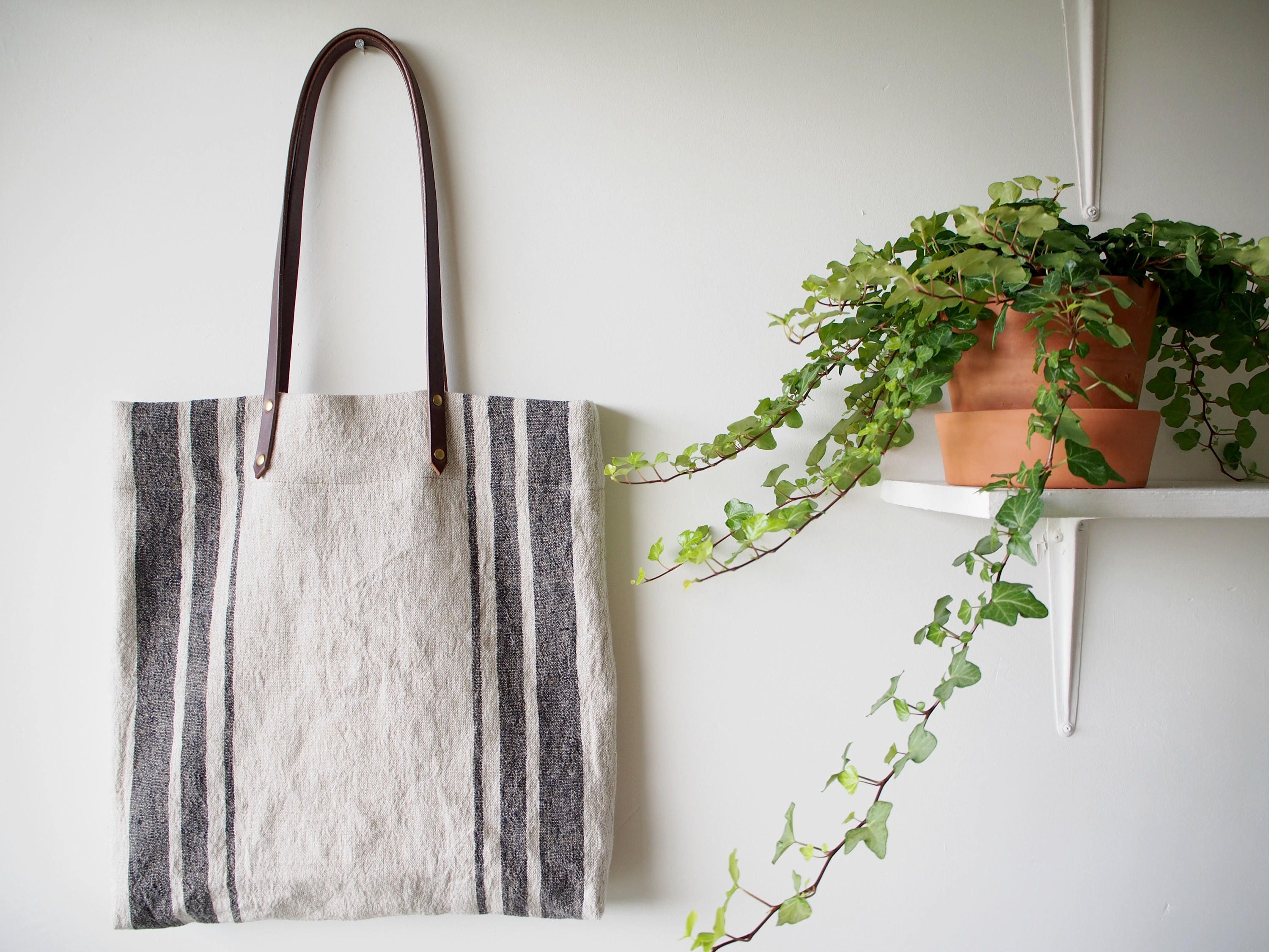 Linen Tote Bag Linen Bag Linen Shopping Bag Beach Bag | Etsy