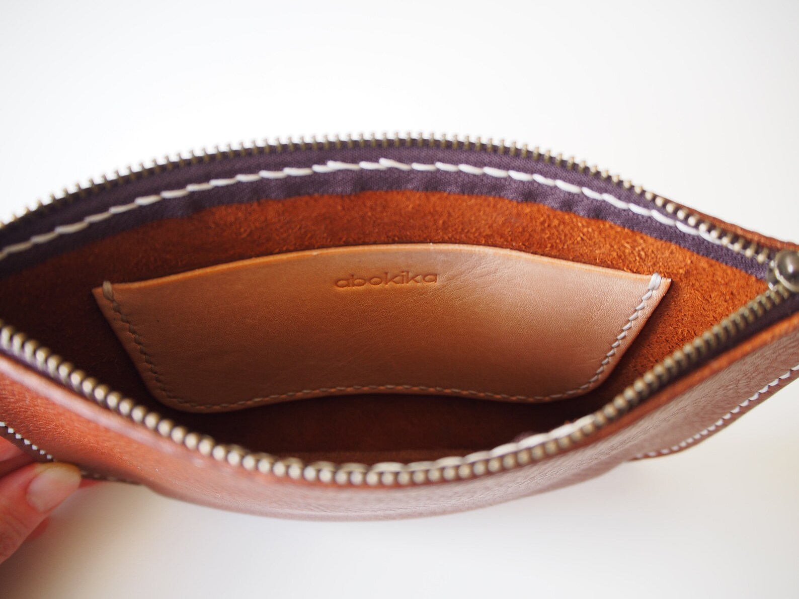 Leather Flat Zipper Pouch Leather Zip Pouch Leather Zip Bag | Etsy