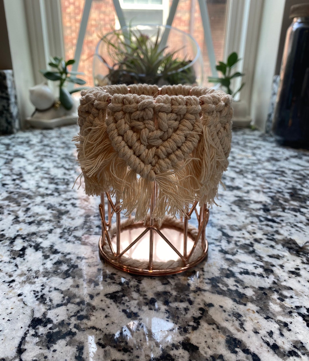 Rose Gold Macrame Straw Holder - Etsy