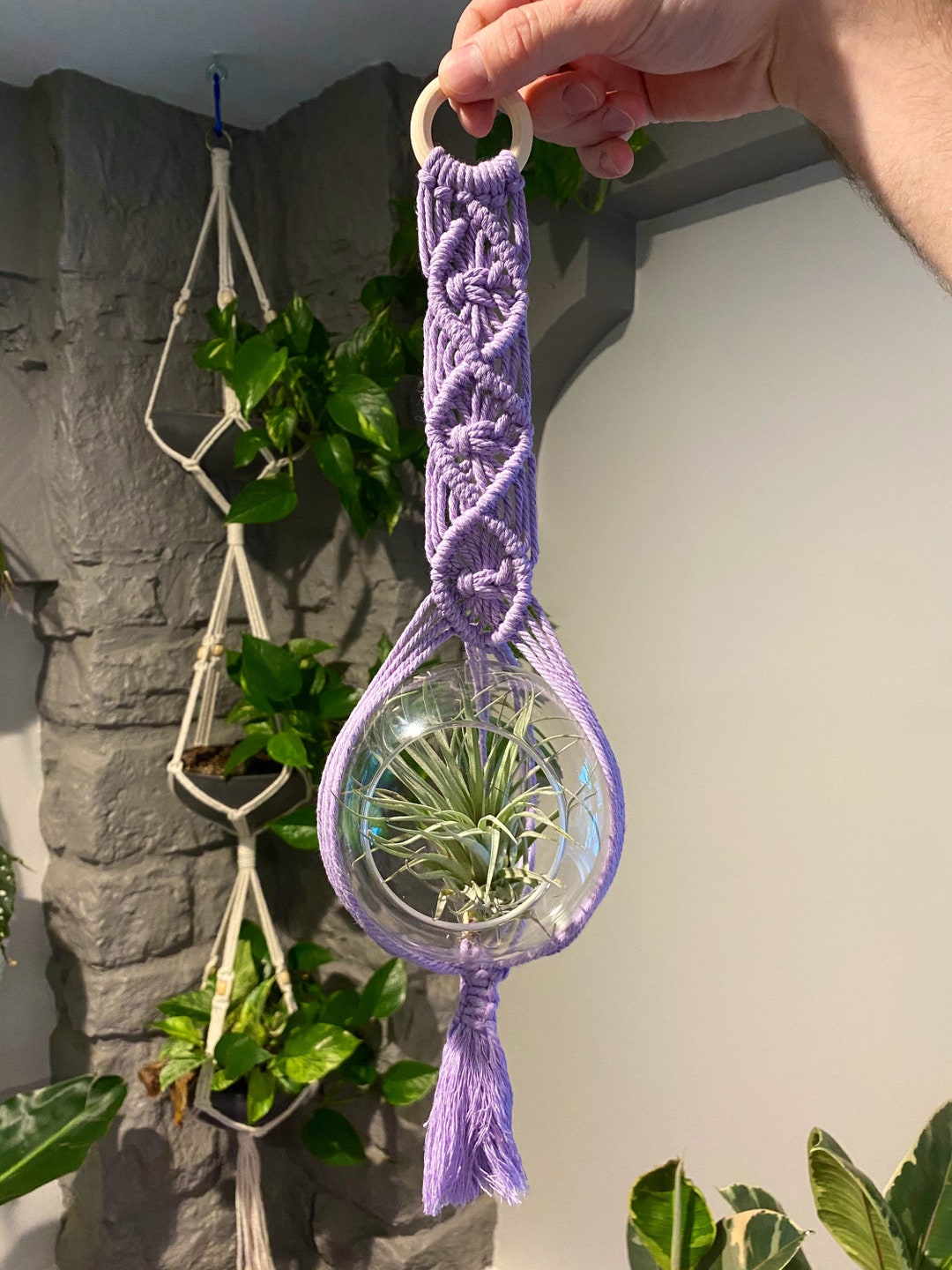 Globe Macrame Plant Hanger, Great for Air Plants! - Etsy