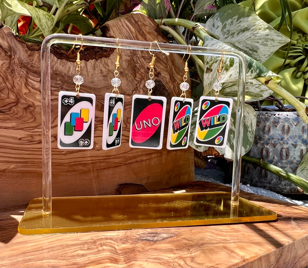 Uno Card Earrings Wild Draw 4 - Etsy