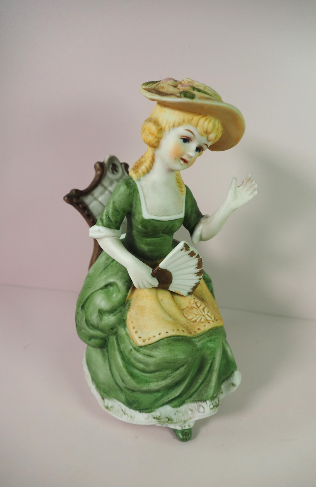 Vintage Porcelain Figurine of a Lady With a Fan. Biscuit Porcelain ...