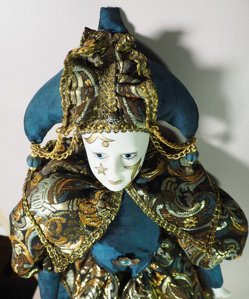 Vintage Porcelain Venetian Doll - Arlnkin. 60 Cm. - Etsy