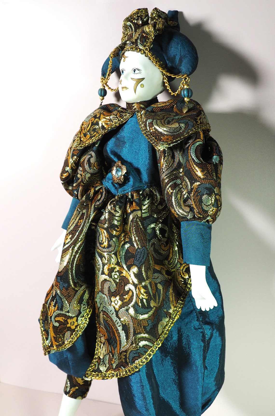 Vintage Porcelain Venetian Doll - Arlnkin. 60 Cm. - Etsy