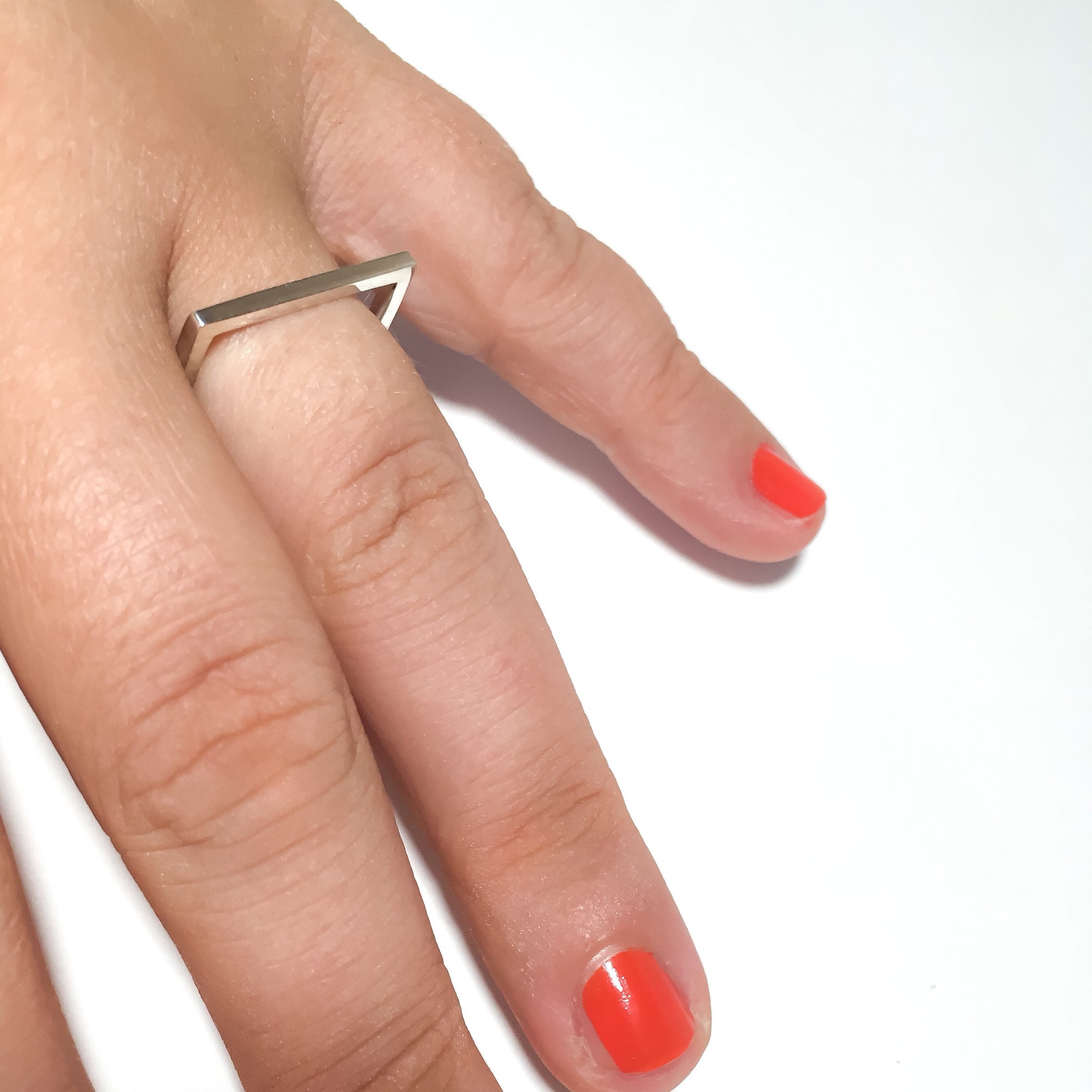 Tiny Geometrical Flat Signet Ring in Gold or Silver Minimal - Etsy