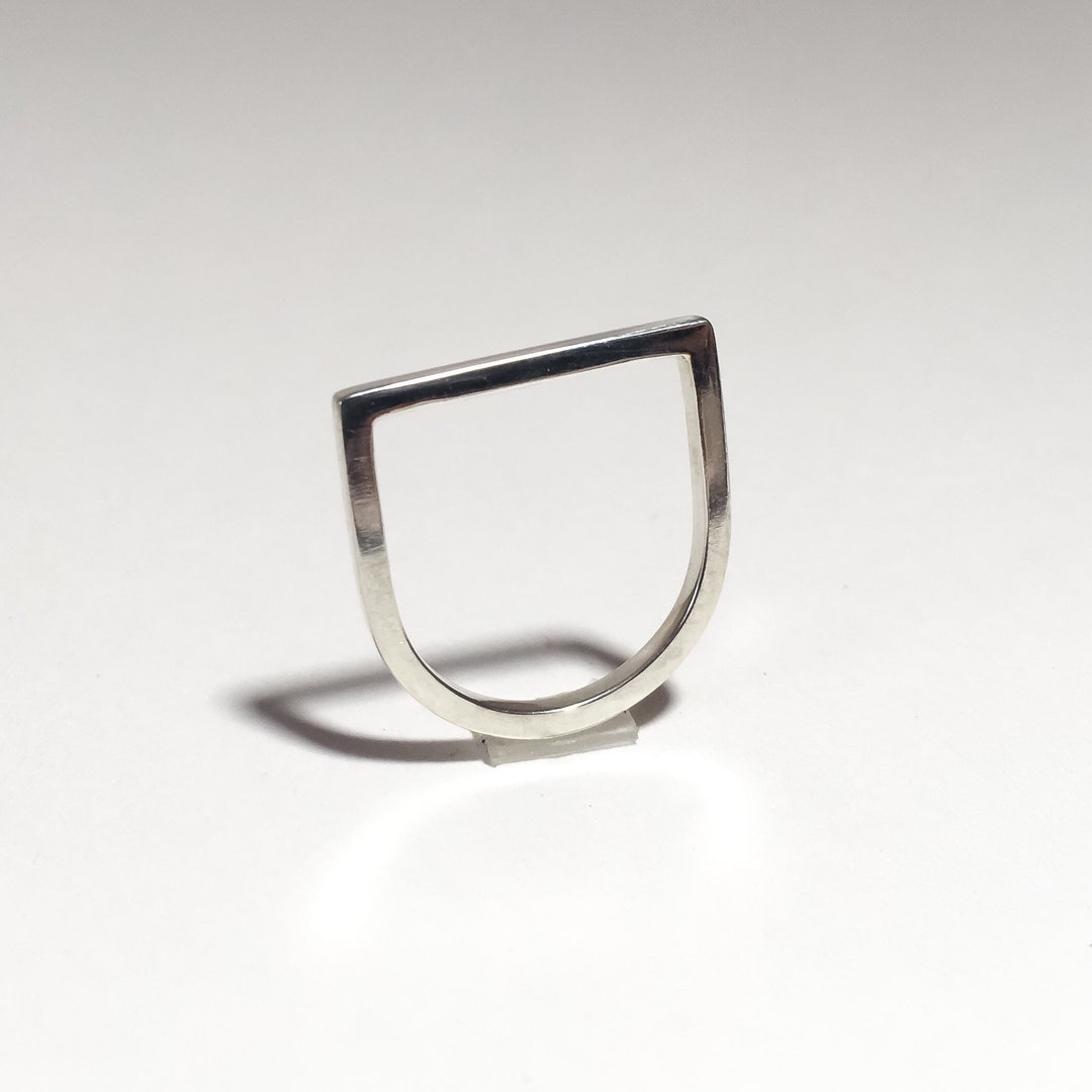 Tiny Geometrical Flat Signet Ring in Gold or Silver, Minimal Engagement ...