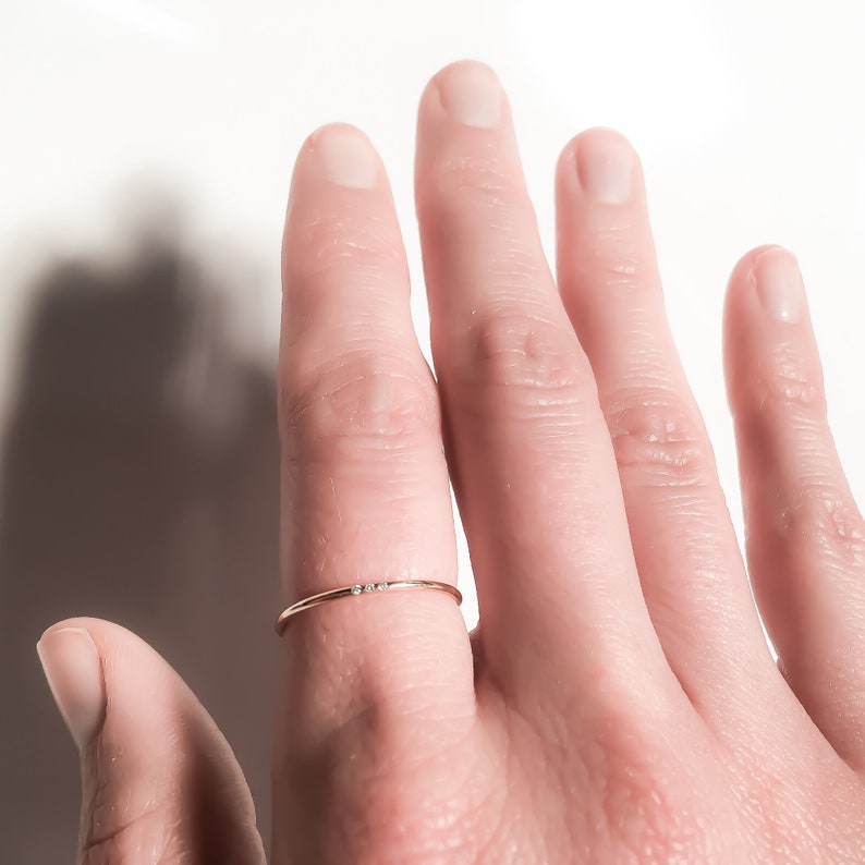Mini Diamond Ring Rose Gold Tiny Ring Engagement Ring - Etsy