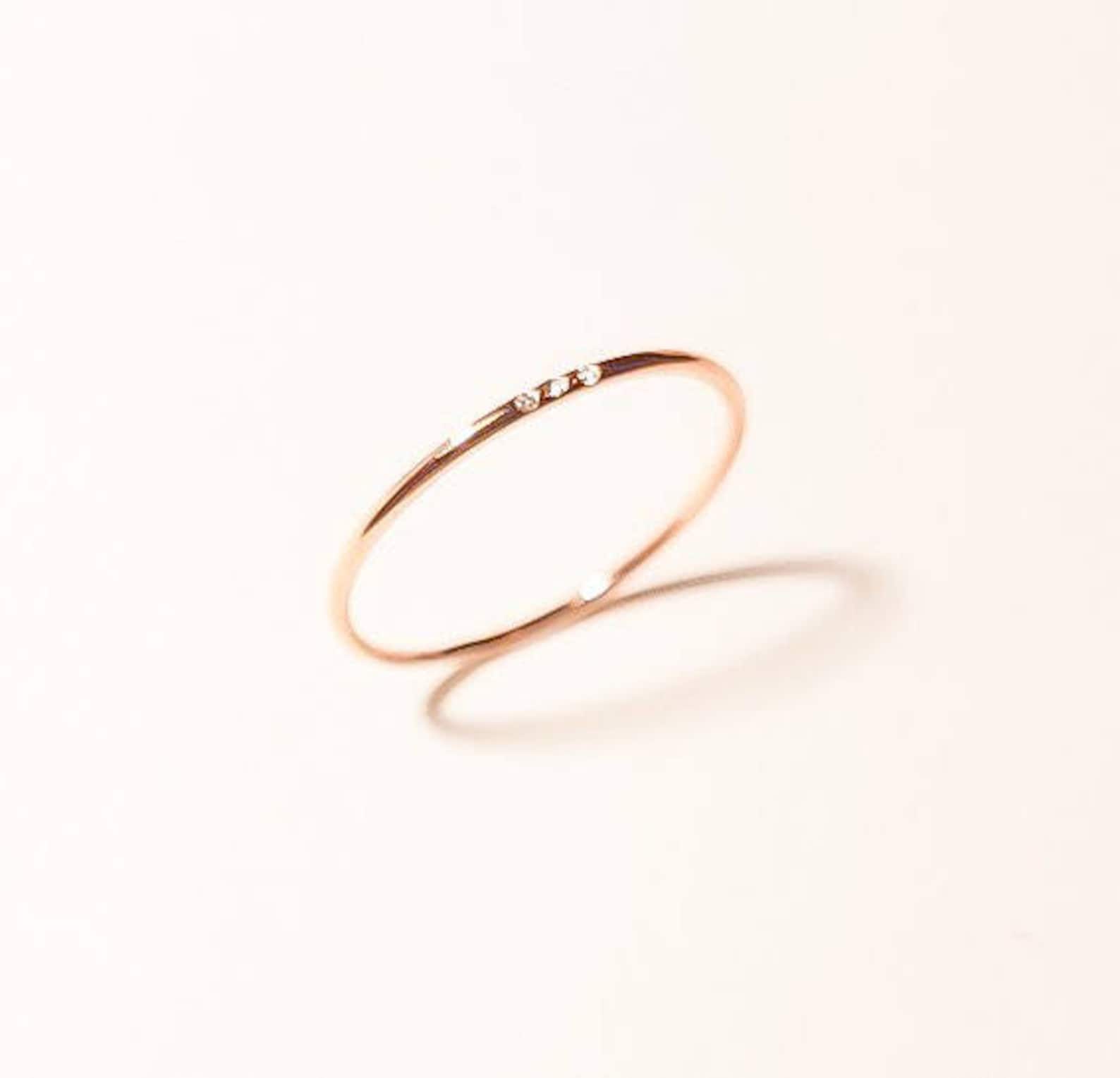 Mini Diamond Ring Rose Gold Tiny Ring Engagement Ring | Etsy