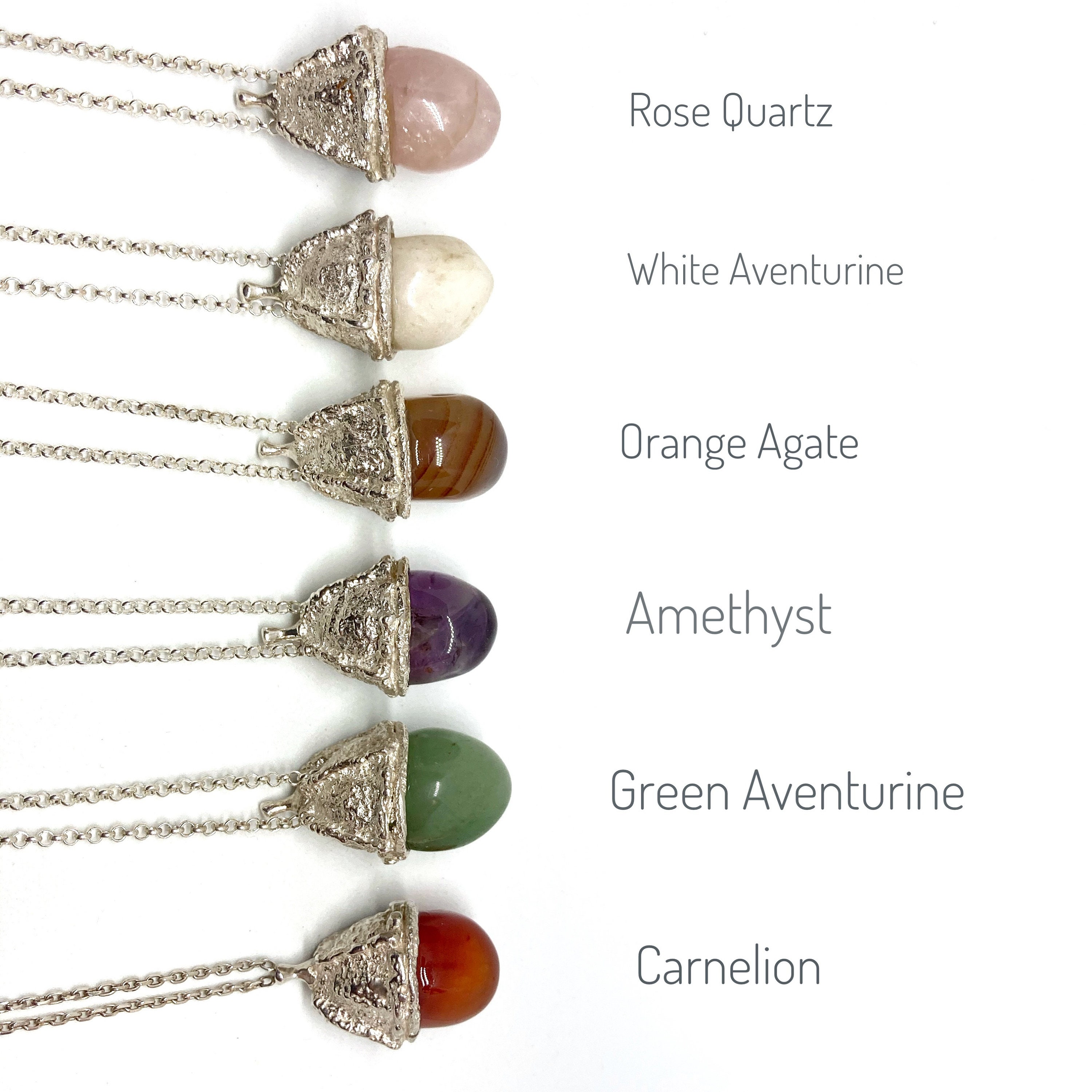 Silver Acorn Shell Gemstone Necklace With Different Stones Like ...