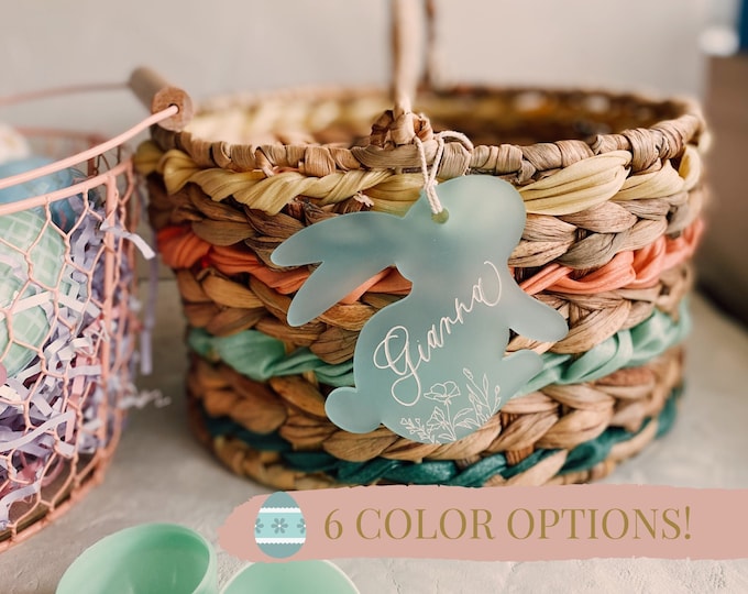 Personalized Easter Basket Name Tag: Acrylic Laser-cut Bunny & Chick ...