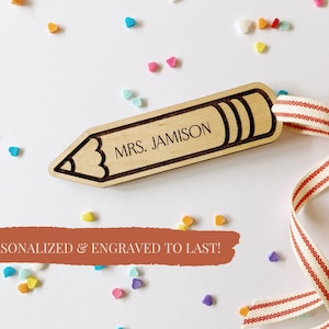 Personalized Teacher Appreciation Pencil Gift Tag, Pencil Teacher Name ...