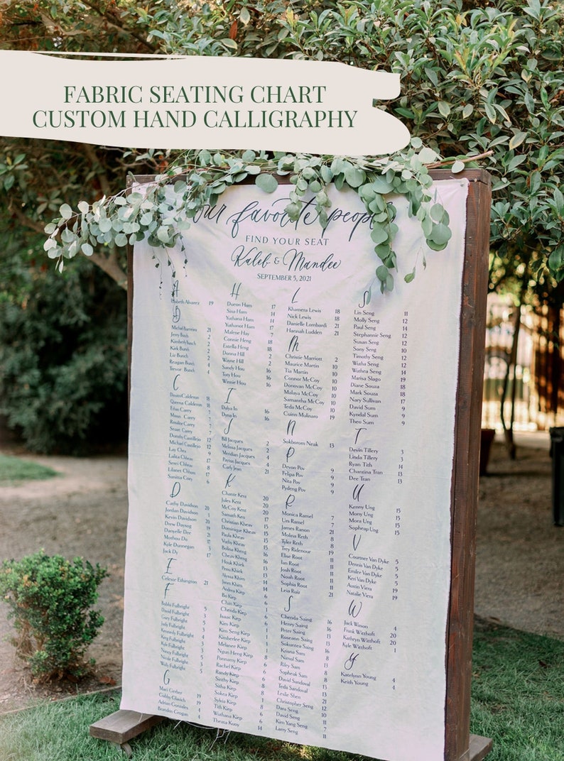 Fabric Backdrop Wedding Seating Chart Personalized Seating - Etsy