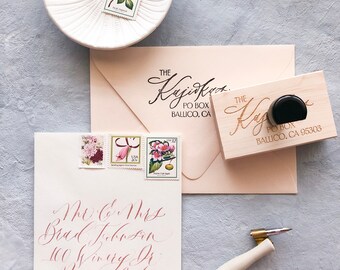 Custom Calligraphy Hand Lettered Return Address Rubber Stamp - Etsy