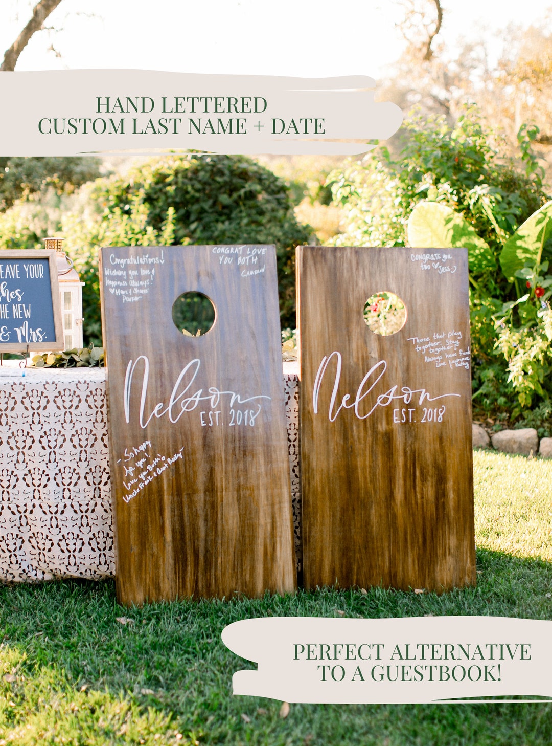 Personalized Cornhole Board Wedding Guest Book Alternative - Custom ...