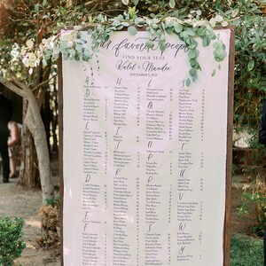 Fabric Backdrop Wedding Seating Chart, Personalized Seating Chart ...