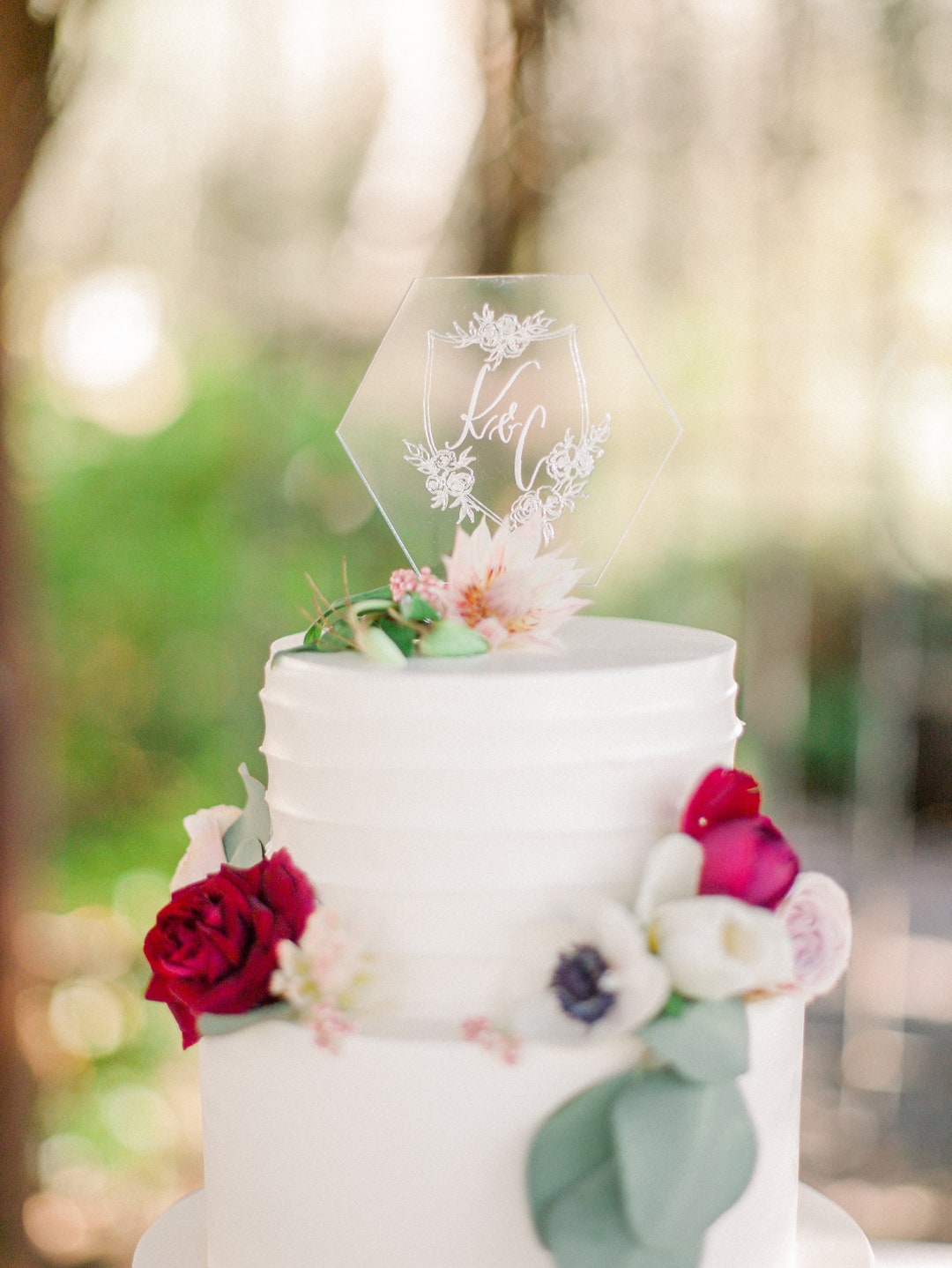 Personalized Frosted Acrylic Monogram Cake Topper, Custom Initials Cake ...