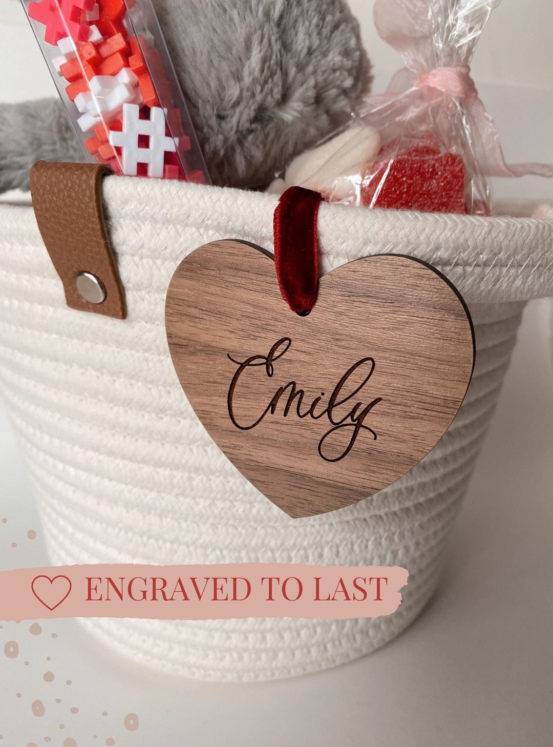 Heart Shaped Tag / Valentine Wooden Lasercut Heart Basket Tag ...