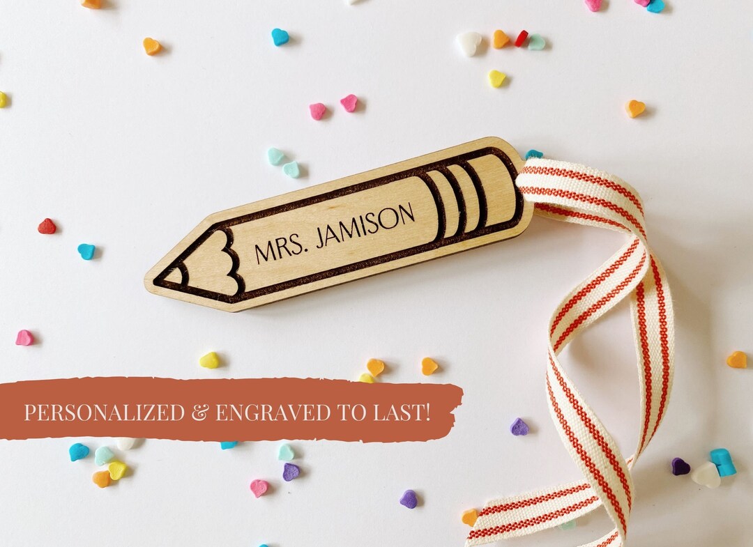 Personalized Teacher Appreciation Pencil Gift Tag, Pencil Teacher Name ...
