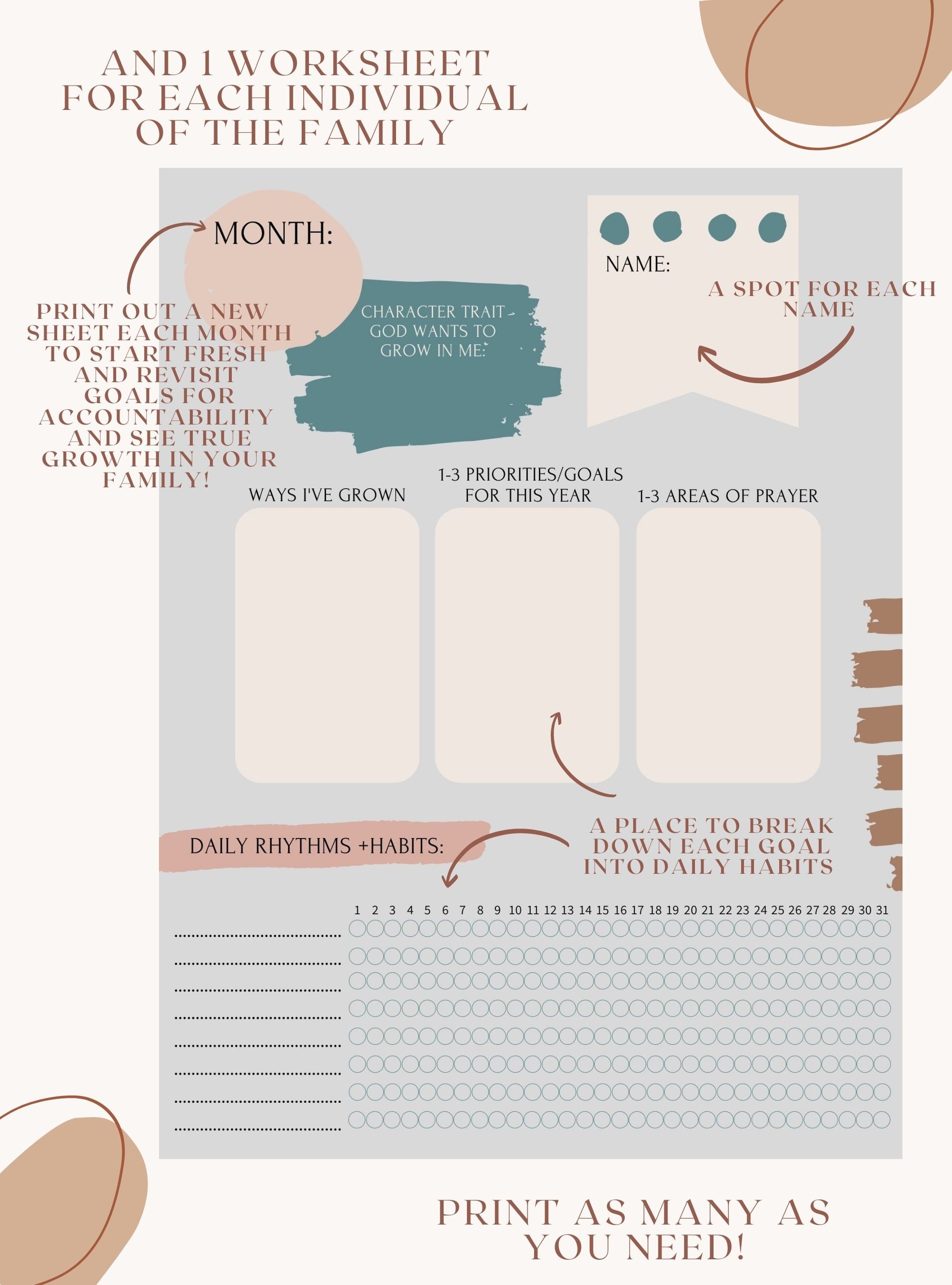 2023 Printable Planner Family Vision Worksheet Christian - Etsy