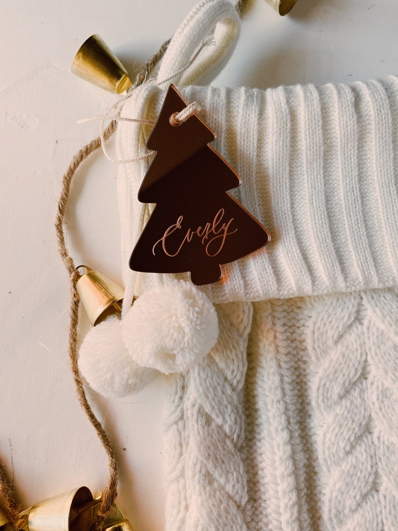 Acrylic Name Stocking Tags | Calligraphy Stocking Tags | Personalized ...