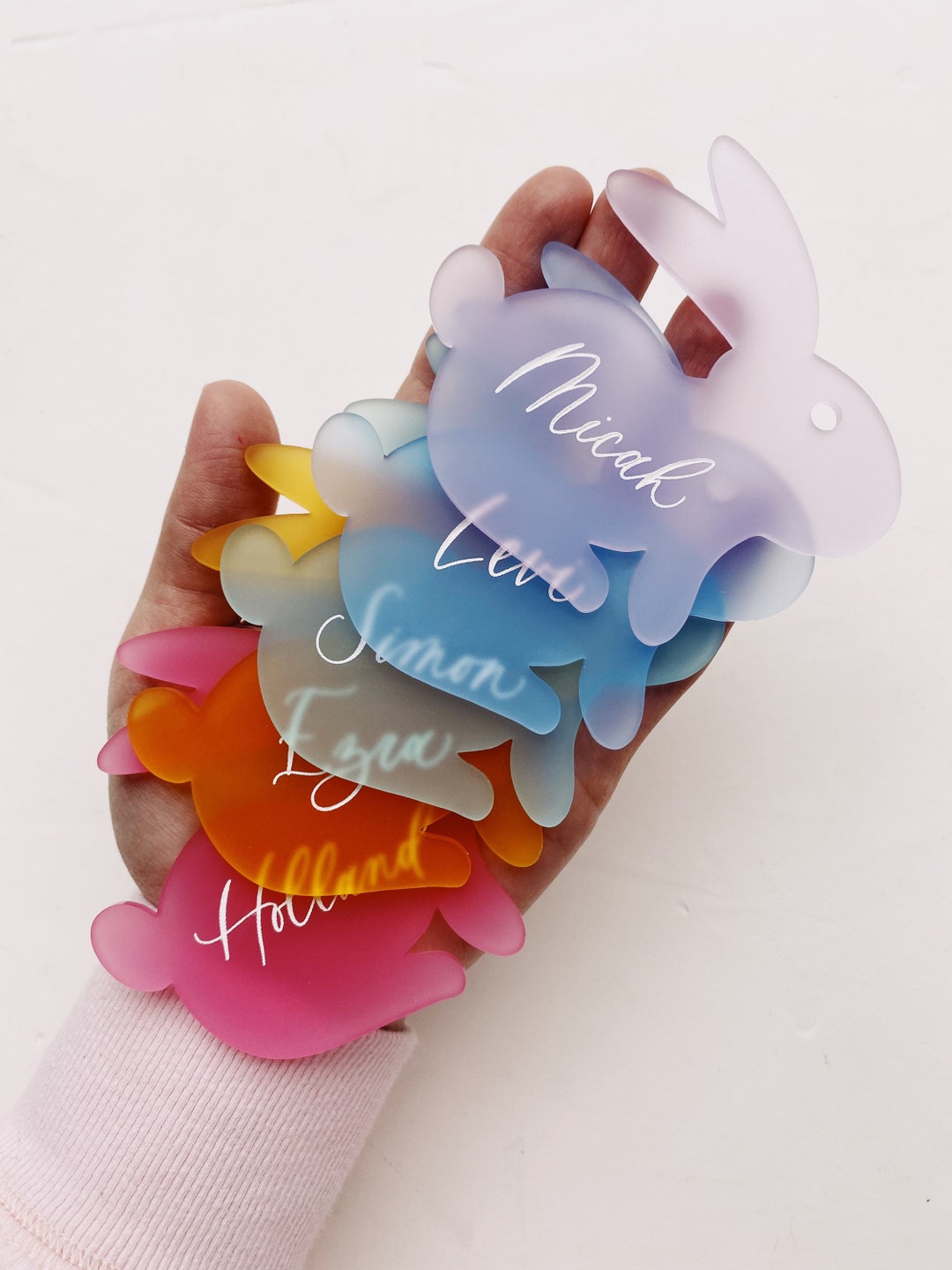Custom Acrylic Easter Basket Name Tag: Hand-lettered Personalized ...