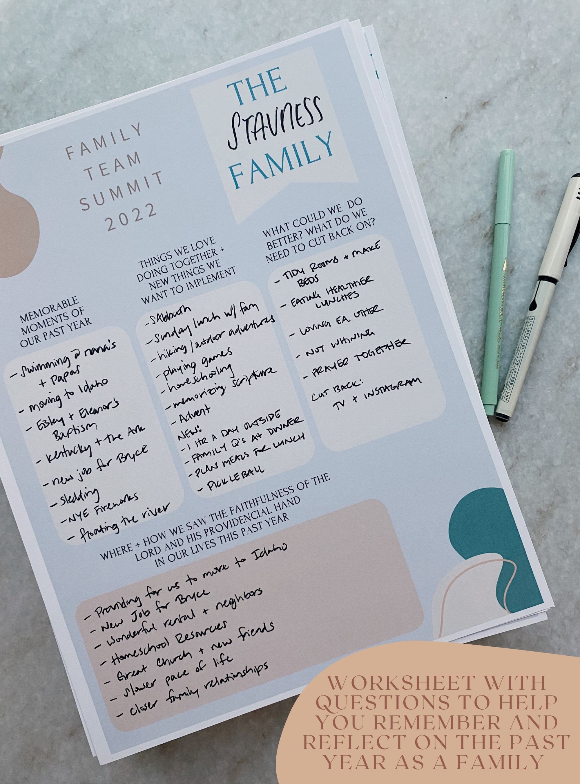 2023 Printable Planner Family Vision Worksheet Christian - Etsy