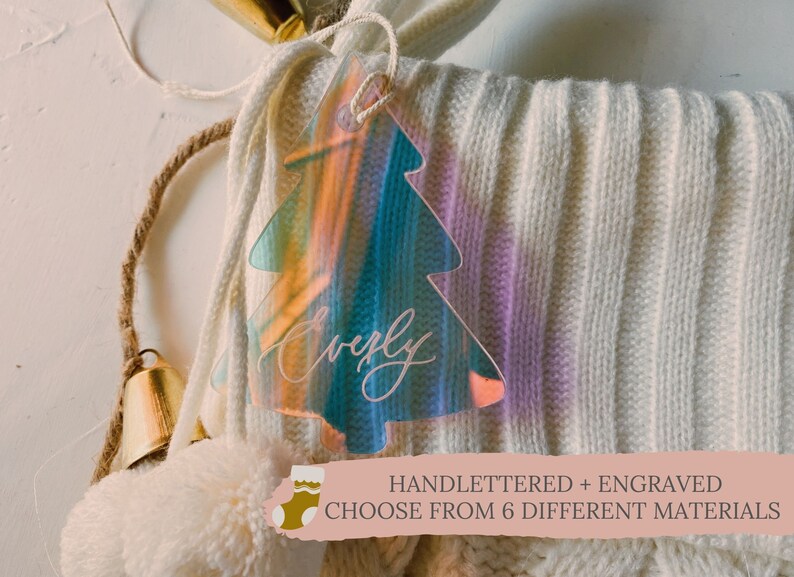 Acrylic Name Stocking Tags | Calligraphy Stocking Tags | Personalized ...